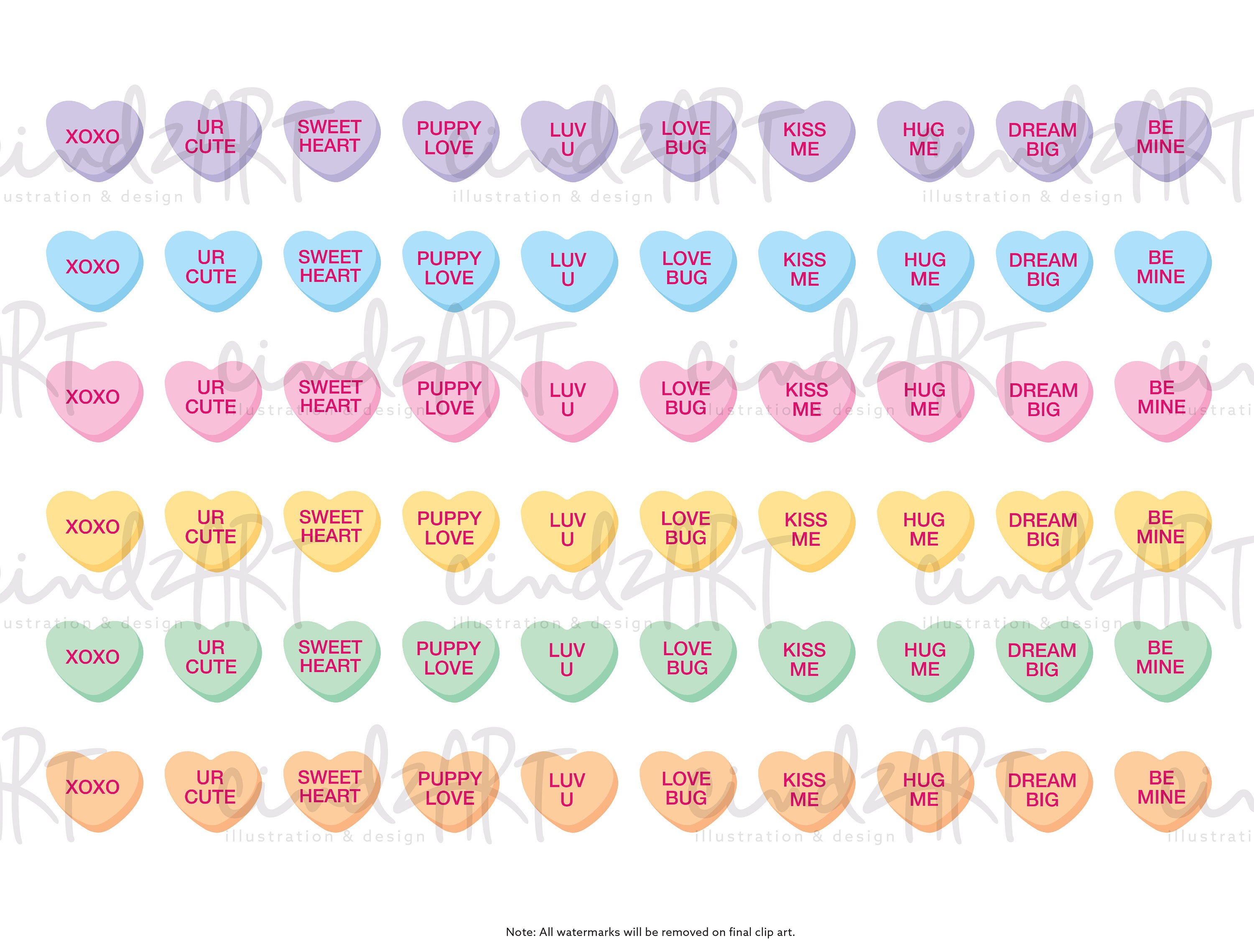 Cute Valentine's Day Clip Art Valentine Clipart Candy - Etsy
