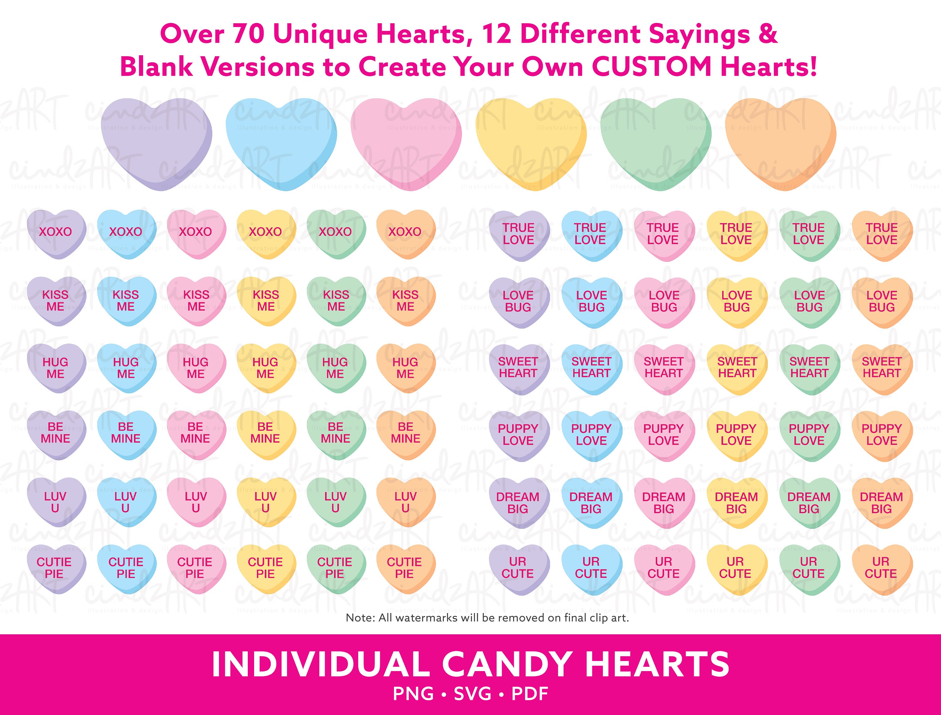 Candy Heart SVG Candy Hearts Png Valentine Hearts Svg Candy Heart ...