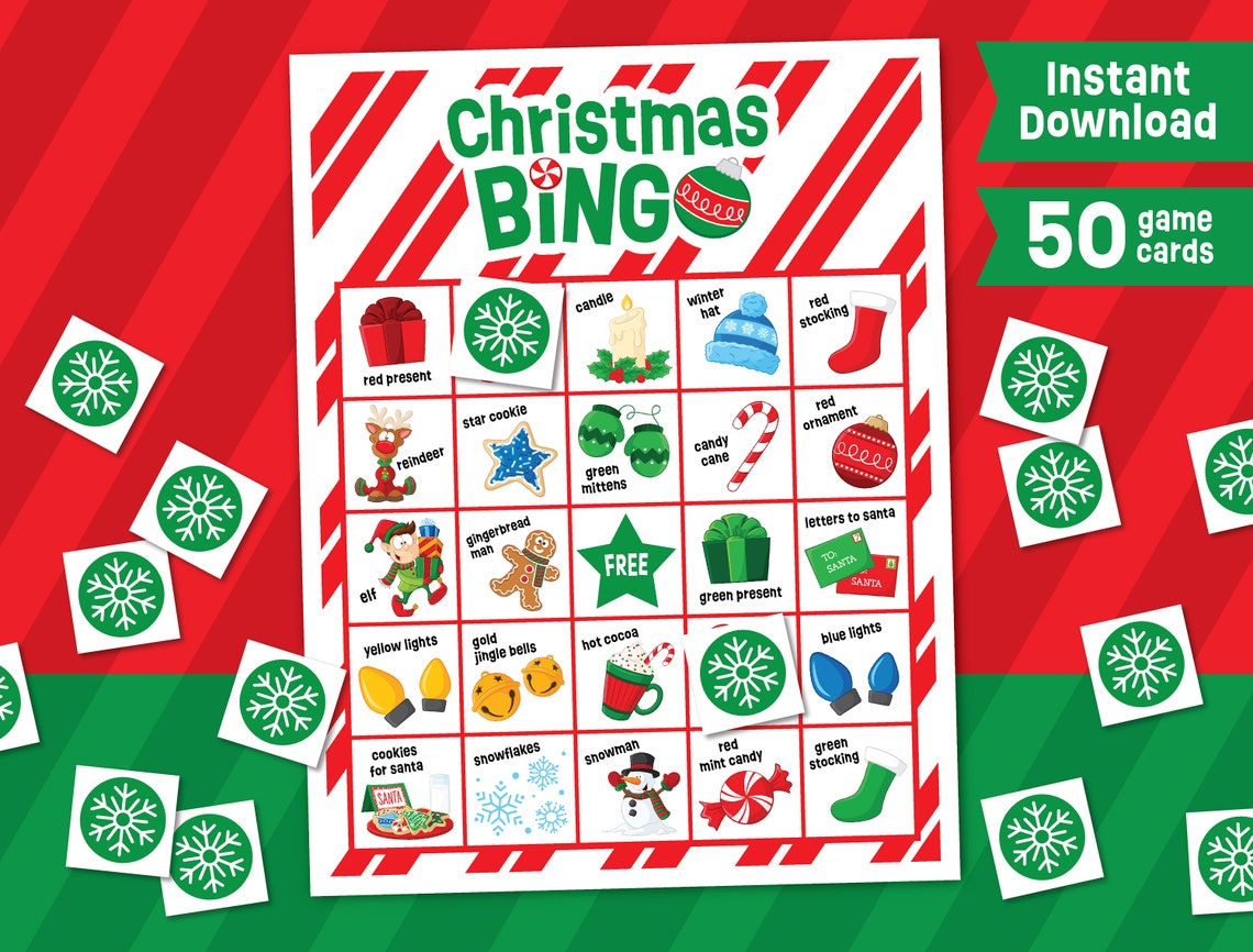 Christmas Bingo Game Printable Instant Download Christmas Bingo Cards ...