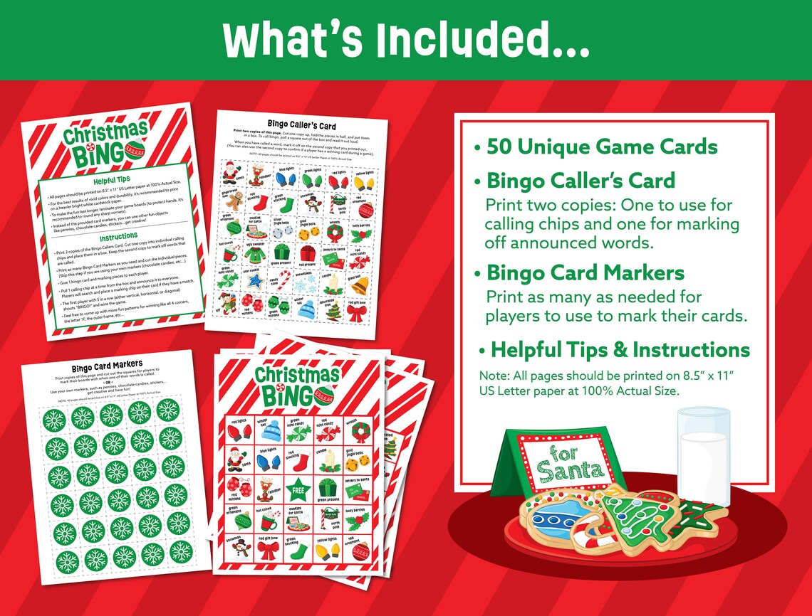 Christmas Bingo Game Printable Instant Download Christmas Bingo Cards ...