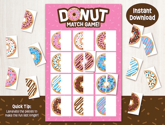 Donut Match Game Instant Download Donut Game Donut Party - Etsy