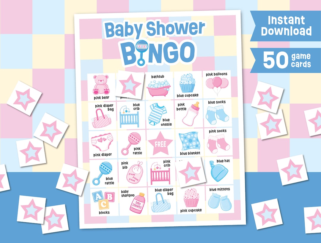Baby Shower Bingo Game Printable Baby Boy Girl Shower Game - Etsy
