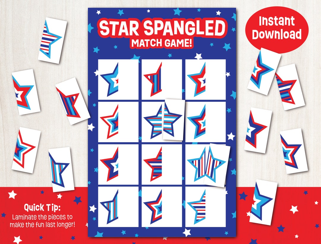 4th of July Printable Match Game - Instant Download - Patriotic Kid ...