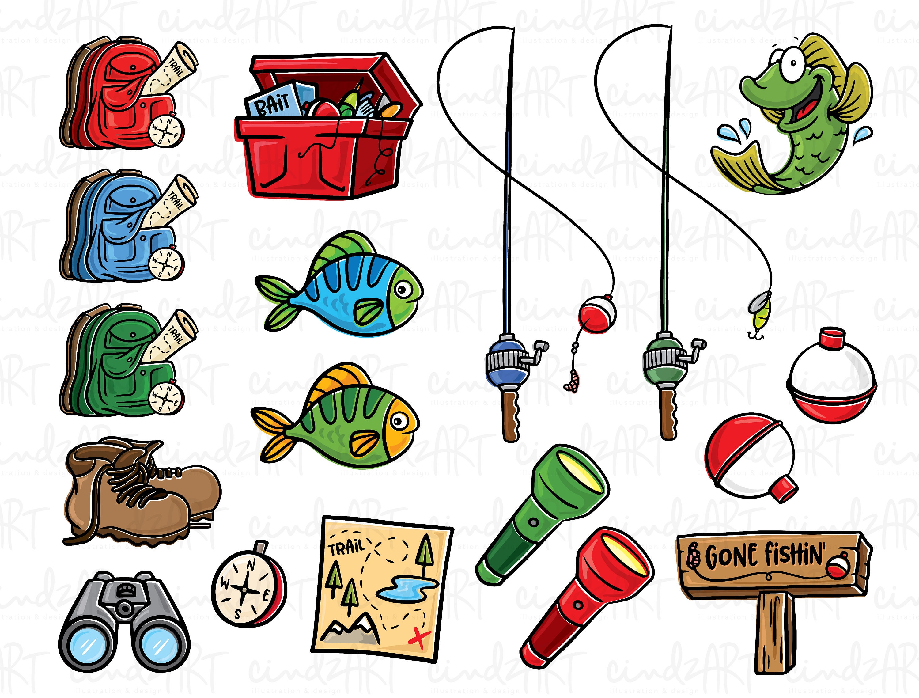 Camping Clipart Set Cute Summer Camp Clip Art Campground Clipart Summer ...