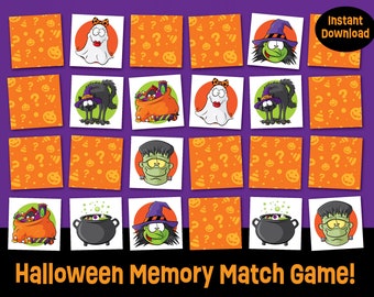 Halloween Memory - Matching Printable Game - Halloween Party Favor ...
