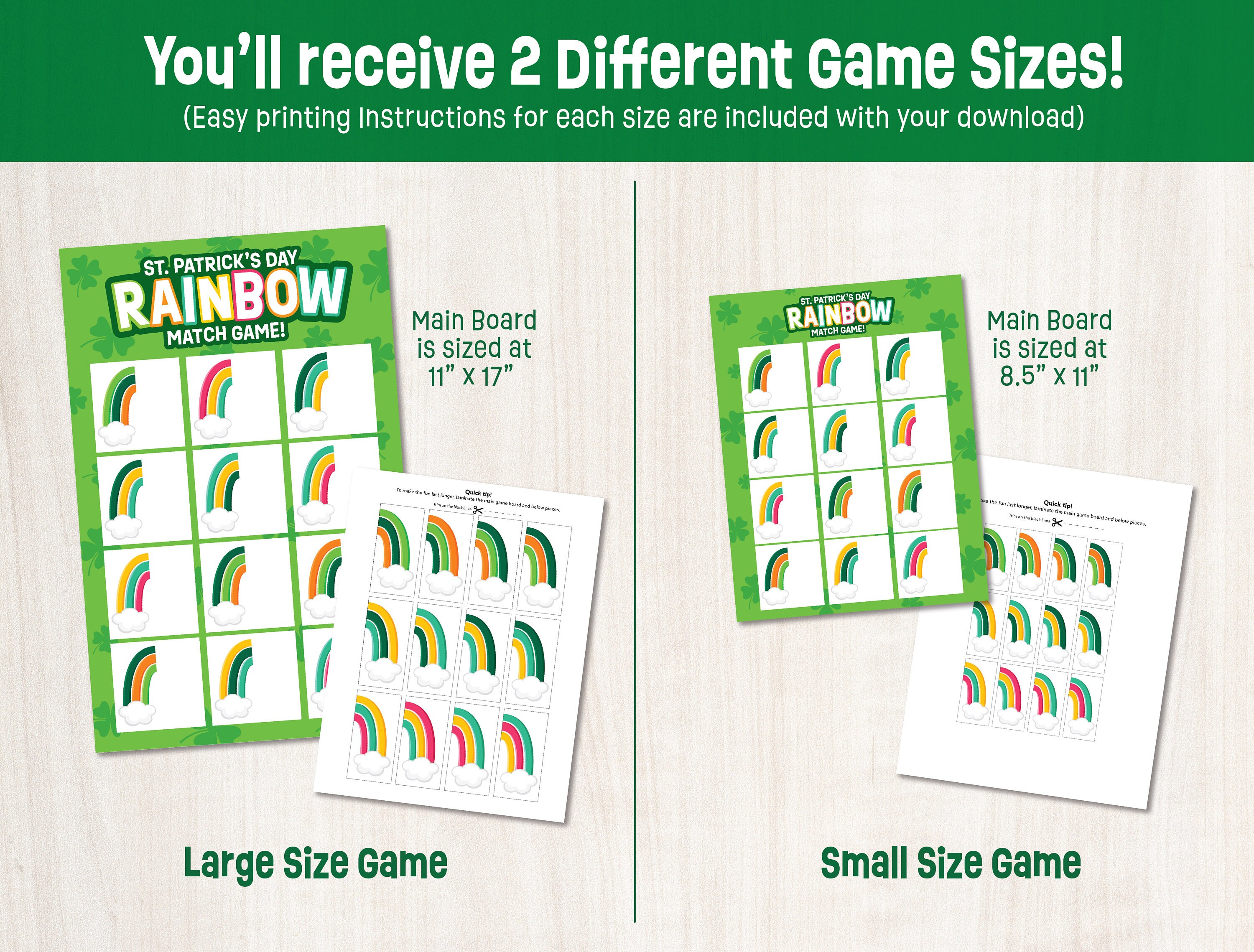 St. Patrick's Day Rainbow Match Game Instant Download St. Patricks ...