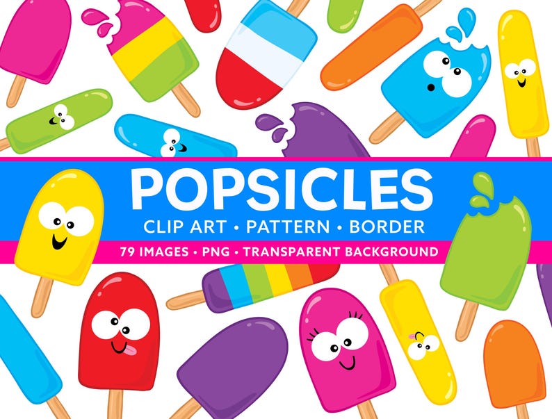 Popsicle Clipart Set - Cute Popsicle Summer Clip Art - Popsicle Borders ...