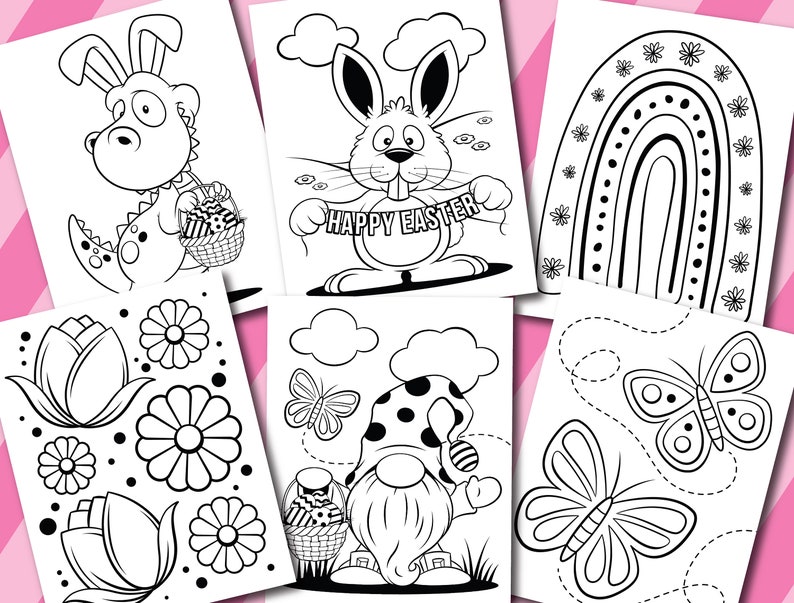 Easter Spring Coloring Page Set - Instant Download - Easter Springtime ...