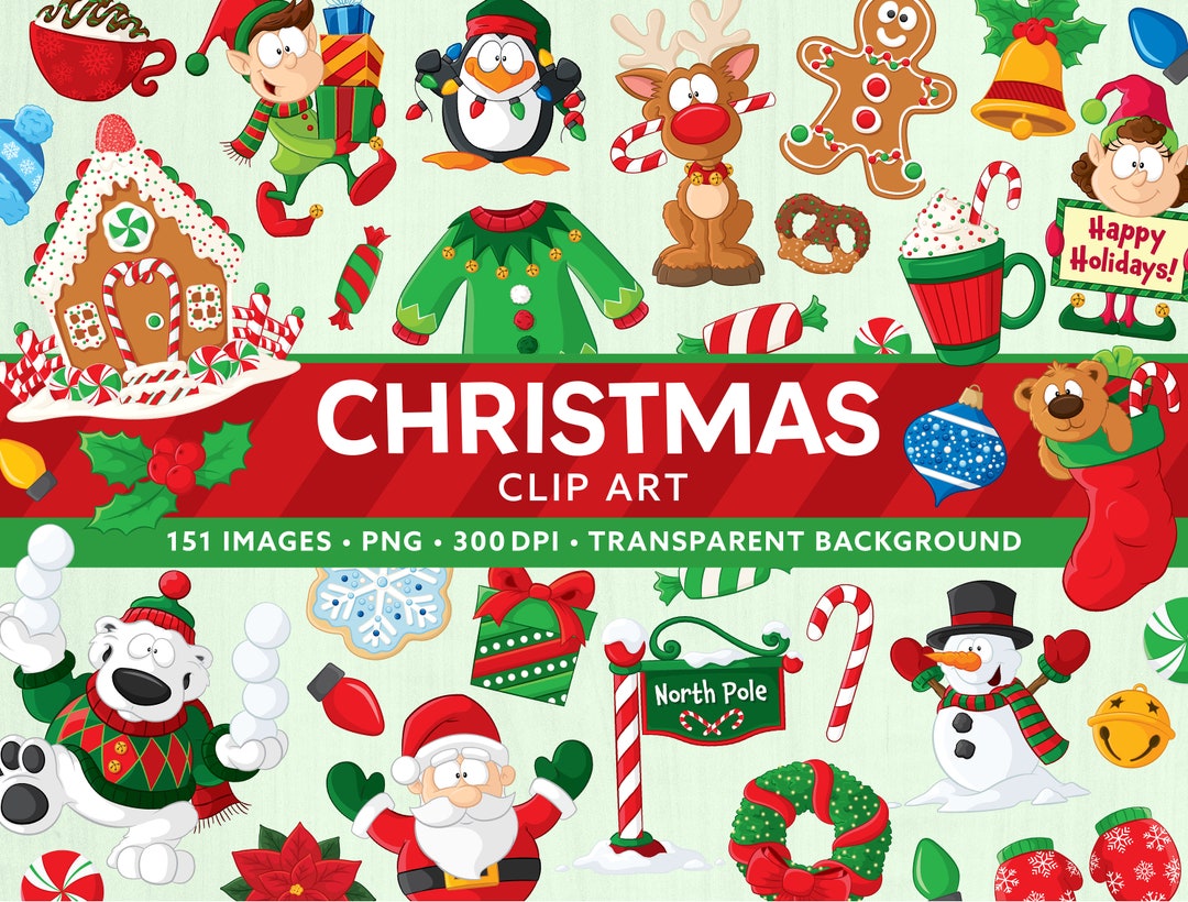 Cute Christmas Clip Art - Commercial Use - Christmas Clipart Bundle ...