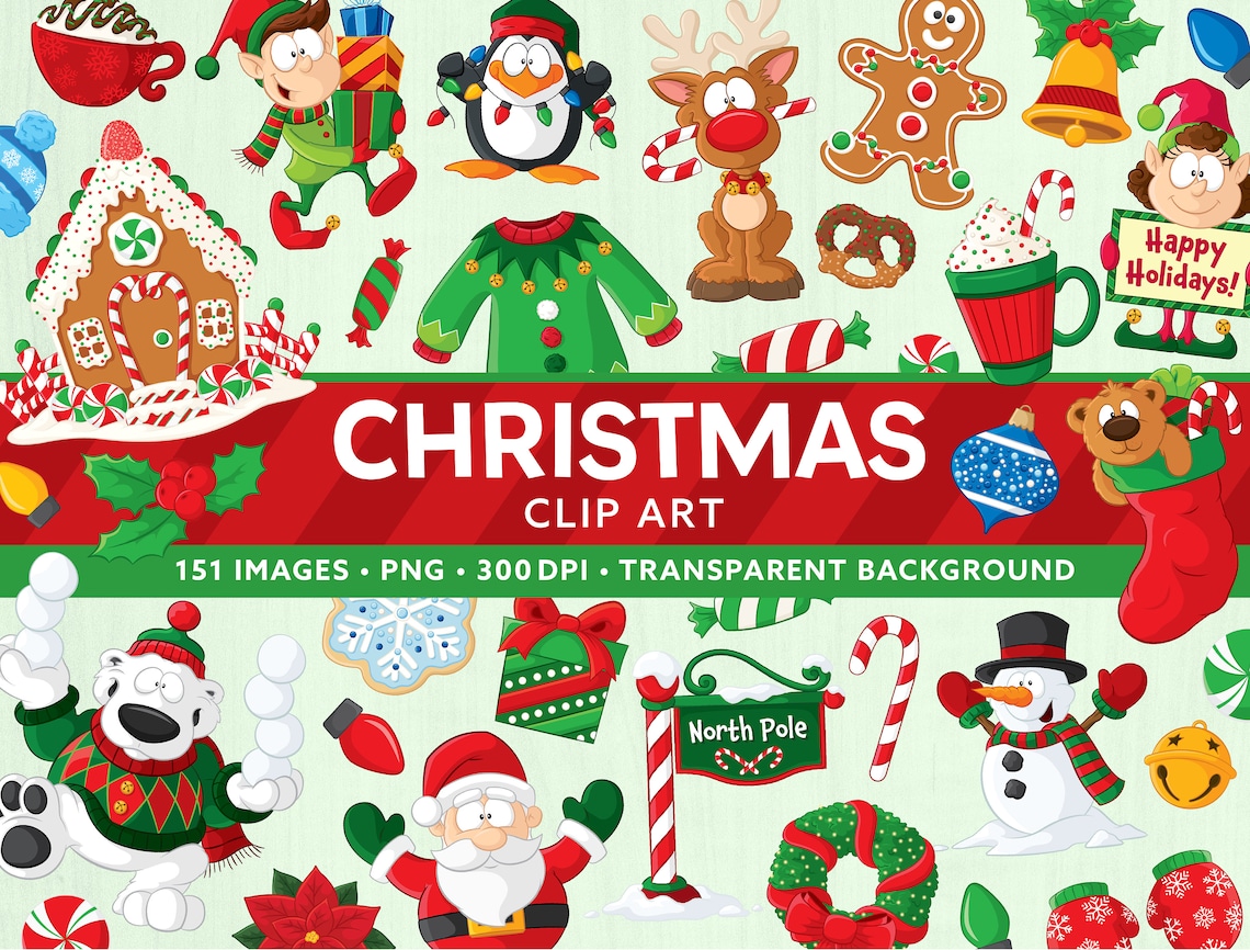 Cute Christmas Clip Art Commercial Use Christmas Clipart - Etsy
