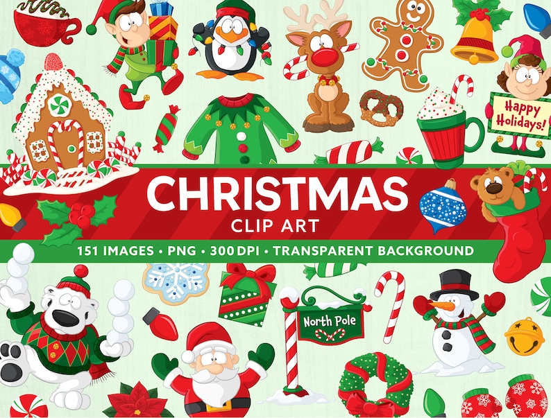 Cute Christmas Clip Art Commercial Use Christmas Clipart - Etsy