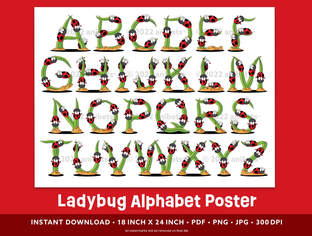 Ladybug Alphabet Poster 18x24 - Ladybug Alphabet - ABC Wall Art ...