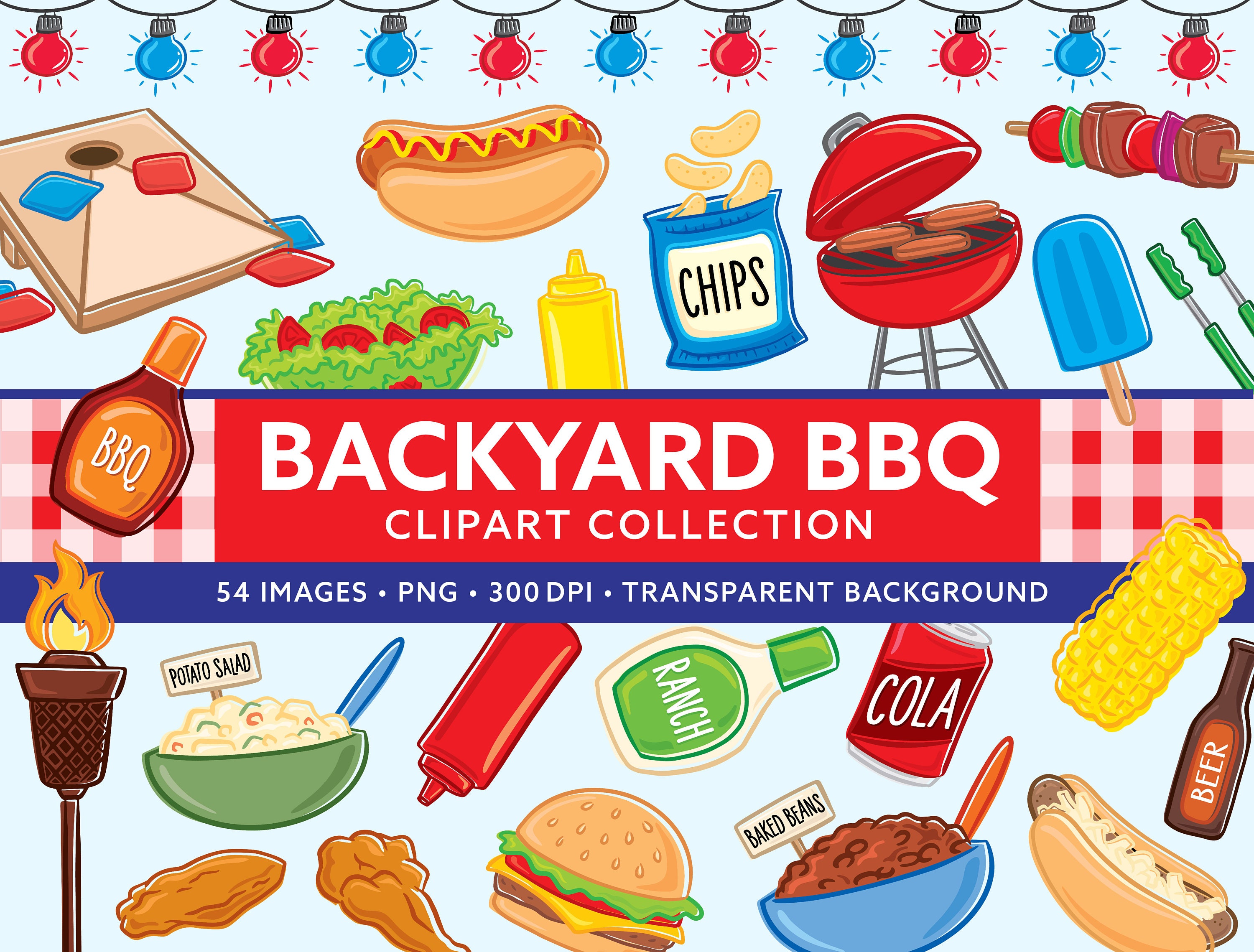 Backyard BBQ Clipart Summer Party Clip Art Beach Barbecue Clipart Cute ...
