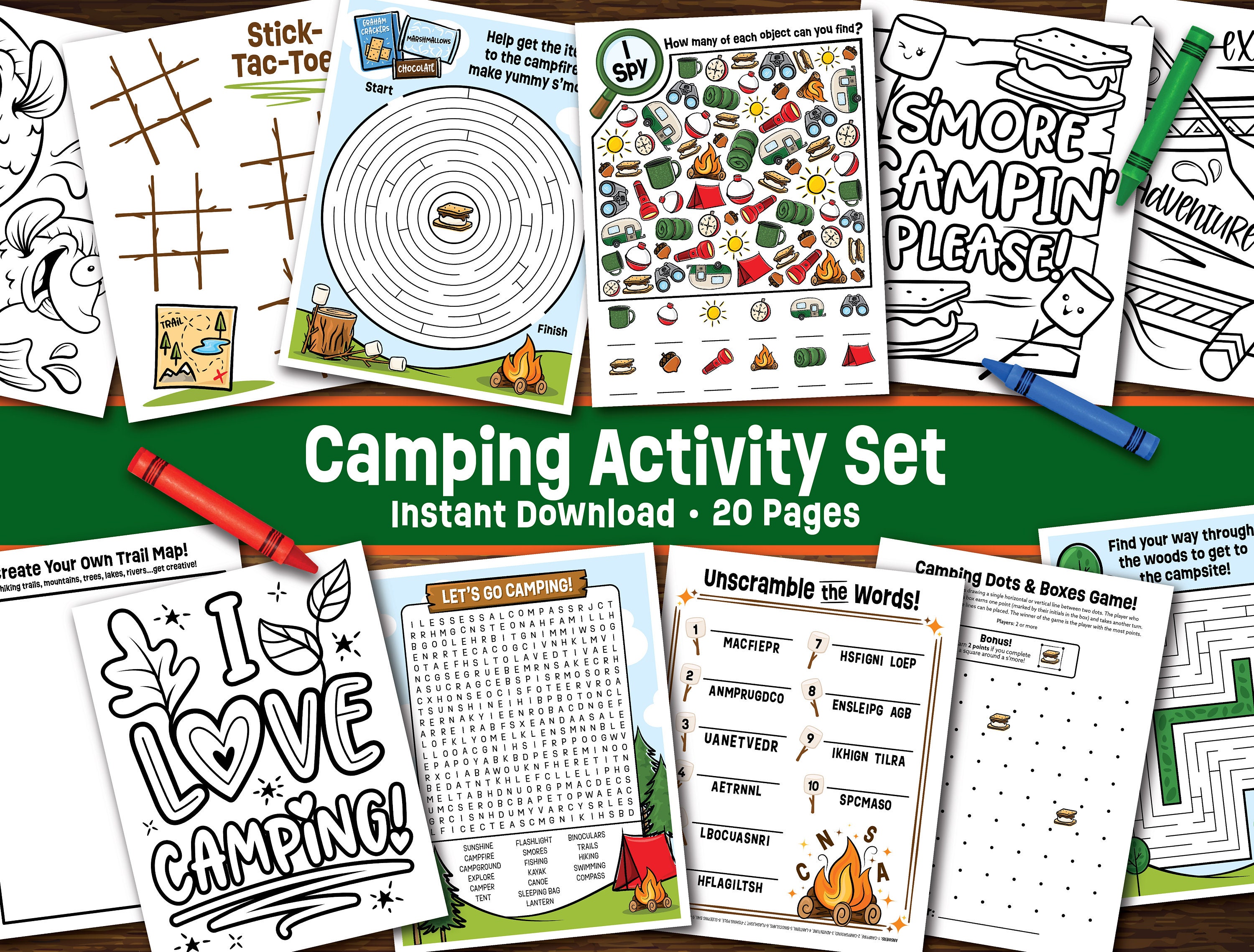 Camping Activity Bundle Printable - Instant Download - Camping ...
