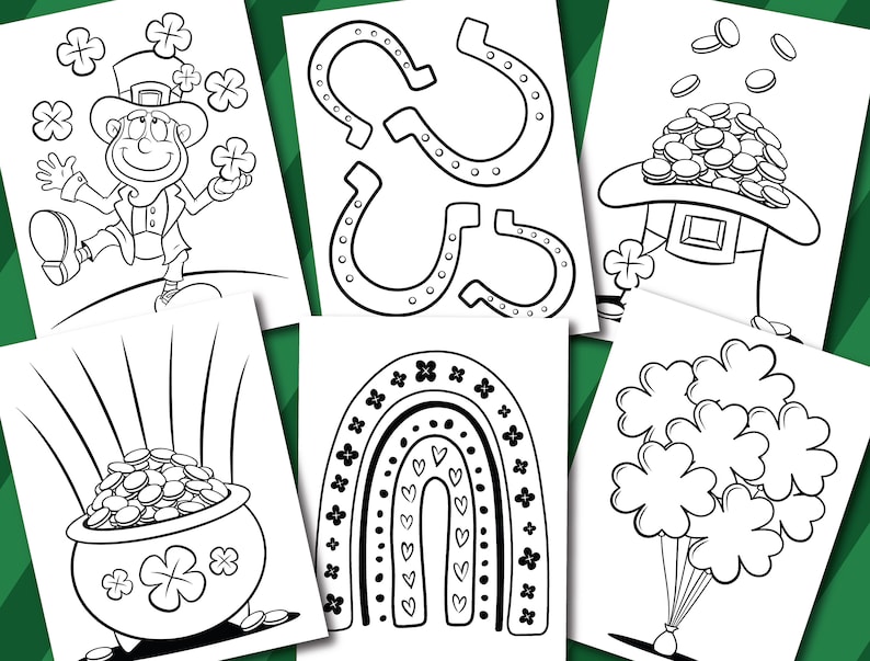 St. Patricks Day Coloring Page Set - Instant Download - Saint Paddy's ...