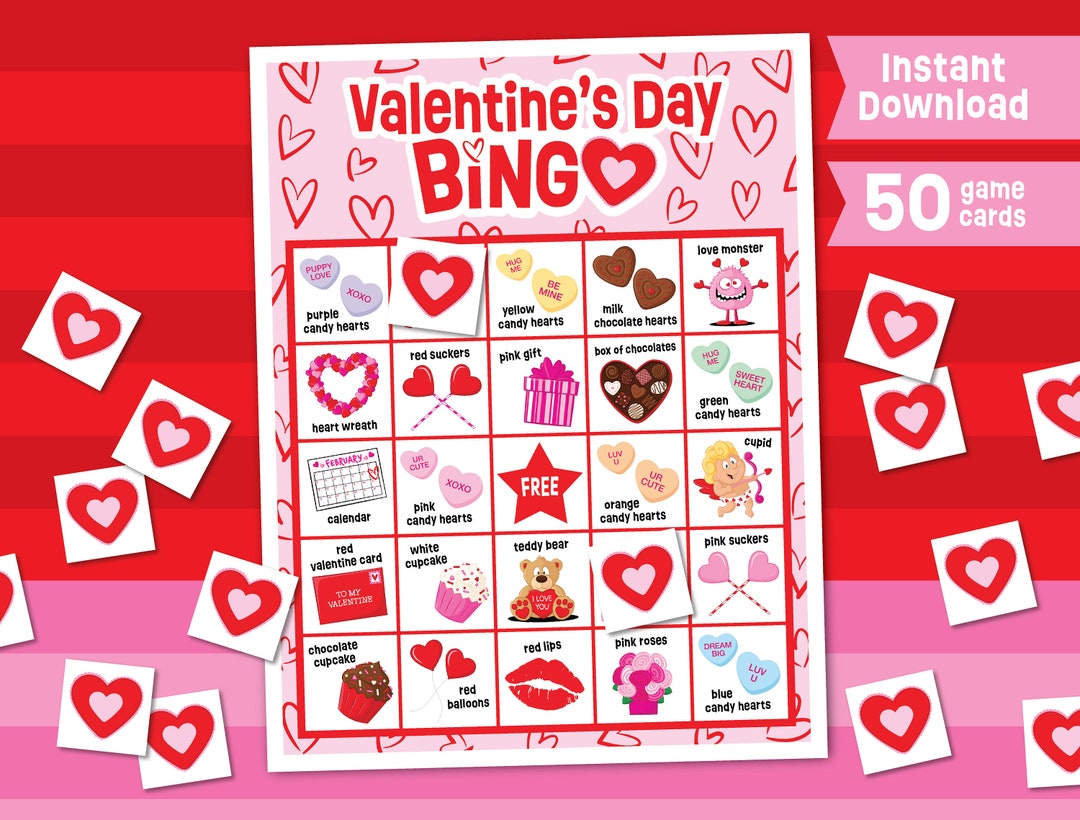 Valentine's Day Bingo Game Printable - Instant Download - Valentine ...