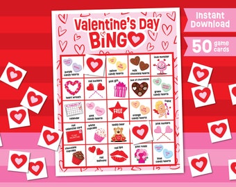30 Printable Valentine's Day Bingo Cards School Party Game Instant PDF ...