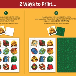 Camping Memory Match Printable - Instant Download - Fun Summer Camp Kid ...