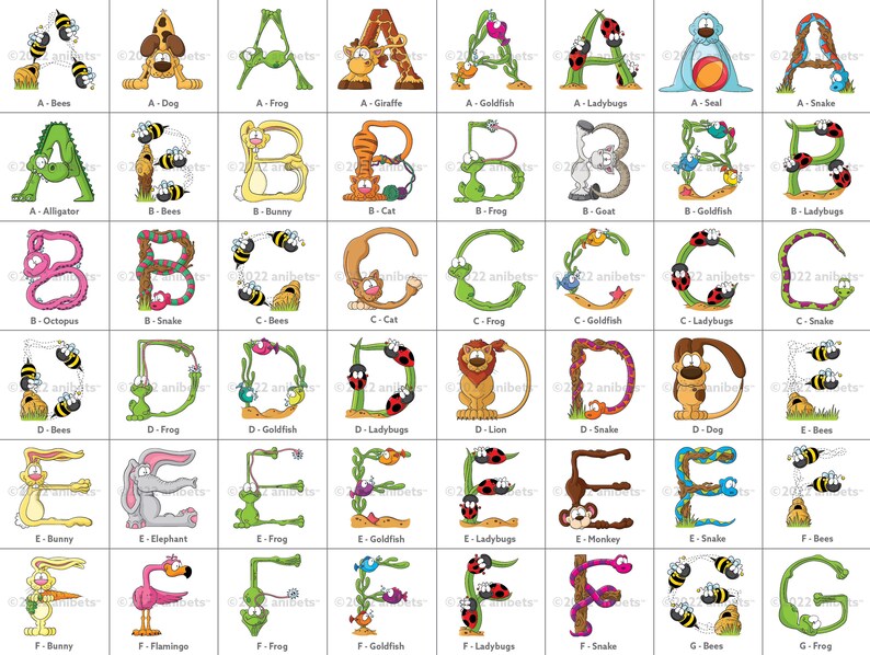 Animal Letter Printables Animal Alphabet Cute Animal Letters Alphabet ...
