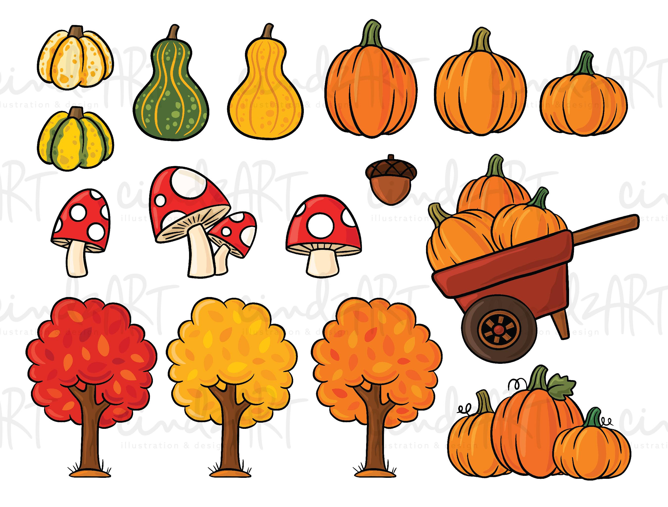 Cute Fall Clipart - Fall Woodland Clip Art - Thanksgiving Clipart ...