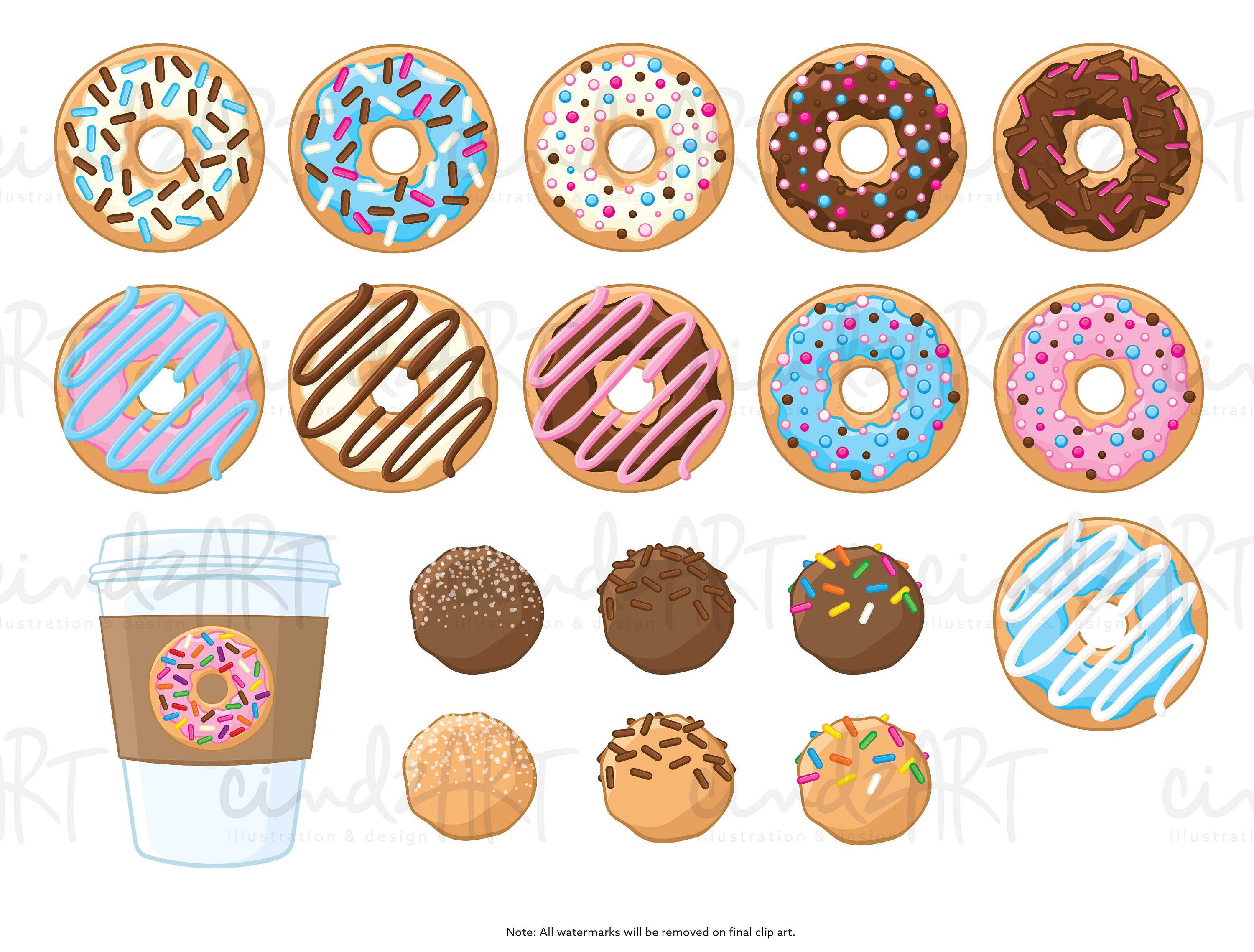 Donut Shop Commercial Use Clipart Cute Donut Dessert Clip Art Doughnut ...