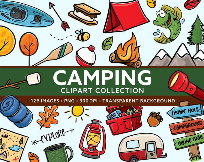 Camping Clipart Doodle Boys Camping Backpacking Hiking Campfire ...