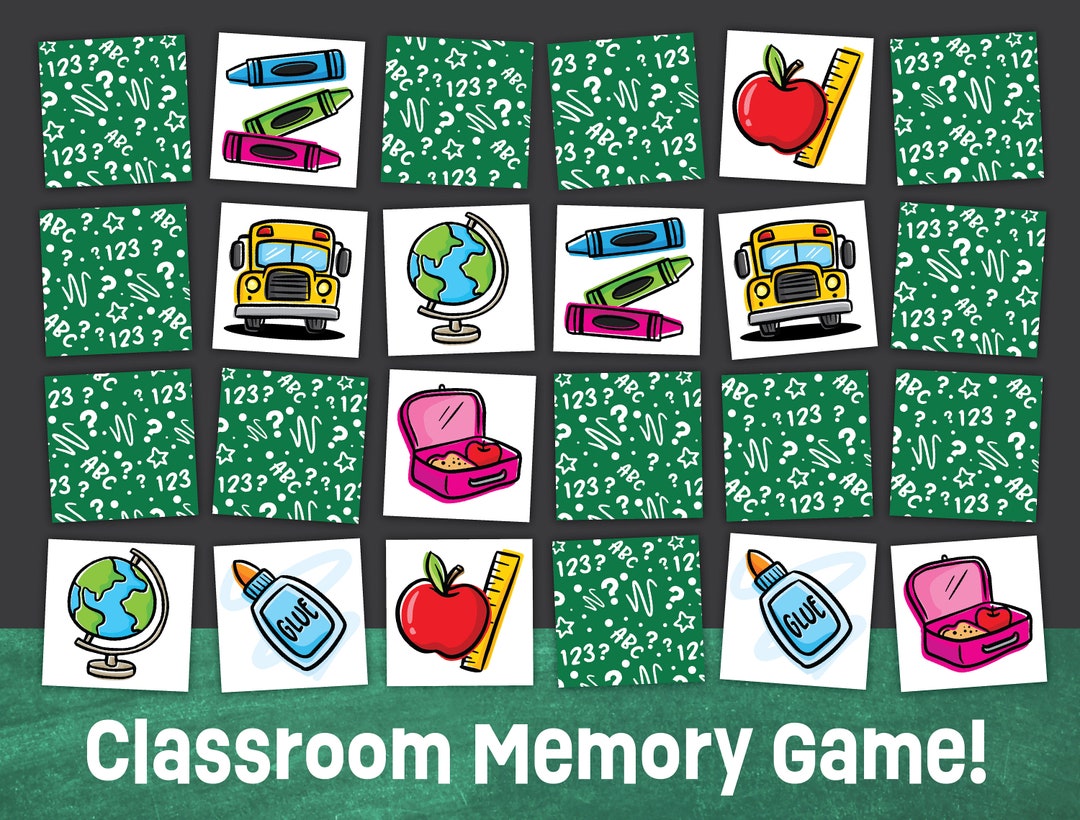 Classroom Memory Match Game Printable - First Day of School Kids ...