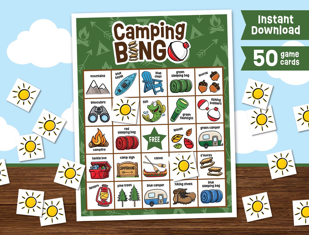 Camping Bingo Printable - Campground Party Game - Instant Download ...