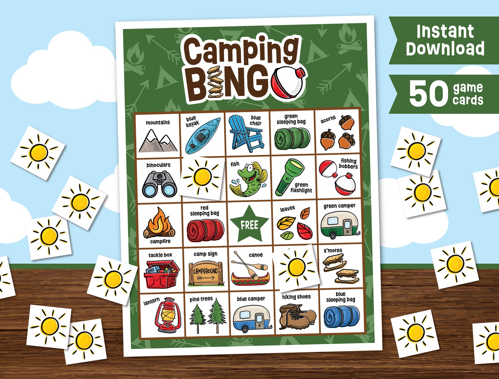Camping Bingo Printable - Campground Party Game - Instant Download ...