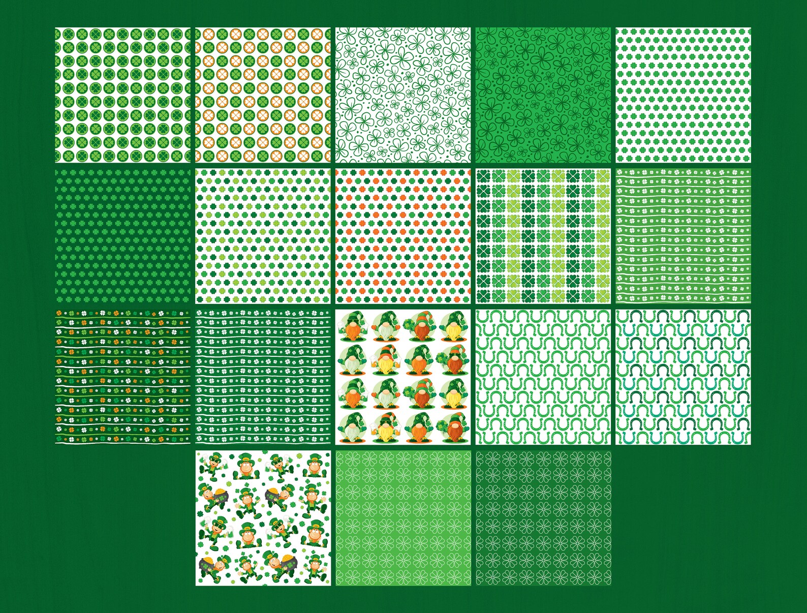 St. Patrick's Day Digital Paper Set Saint Patrick's Seamless Pattern ...