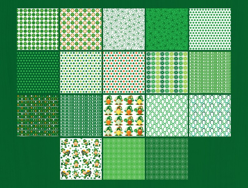 St. Patrick's Day Digital Paper Set Saint Patrick's Seamless Pattern ...