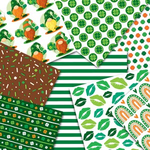 St. Patrick's Day Digital Paper Set - Saint Patrick's Seamless Pattern ...