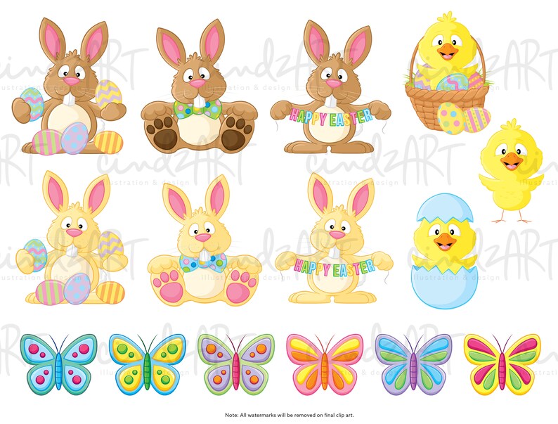 Cute Easter Spring Clipart - Happy Easter Clip Art - Easter Bunny ...