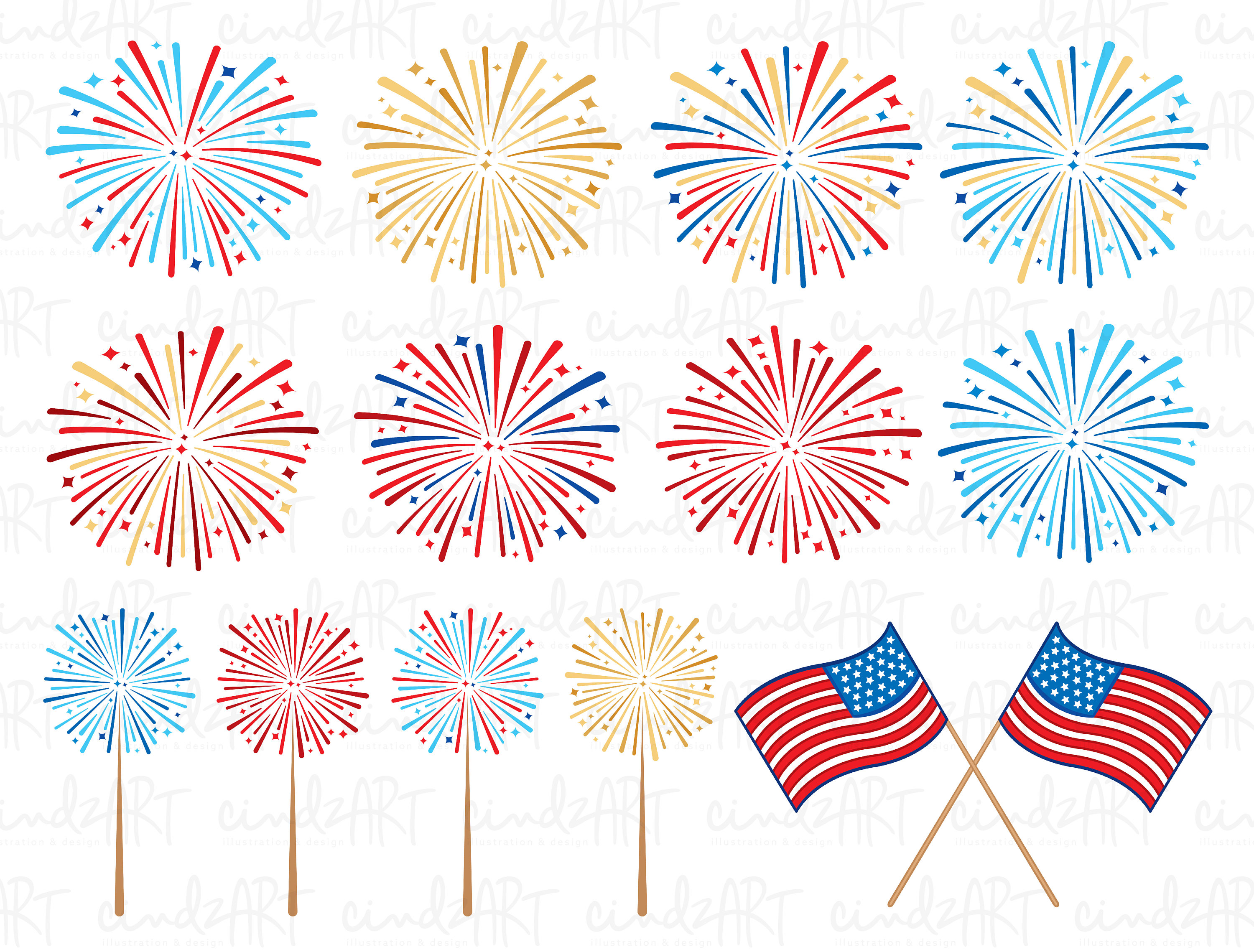 Patriotic Clip Art 4th of July Clipart Independence Day USA Clipart ...