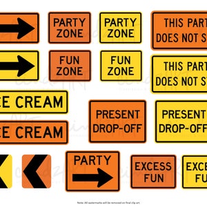 Birthday Road Sign Clipart - Construction Sign Birthday Decor - Road ...