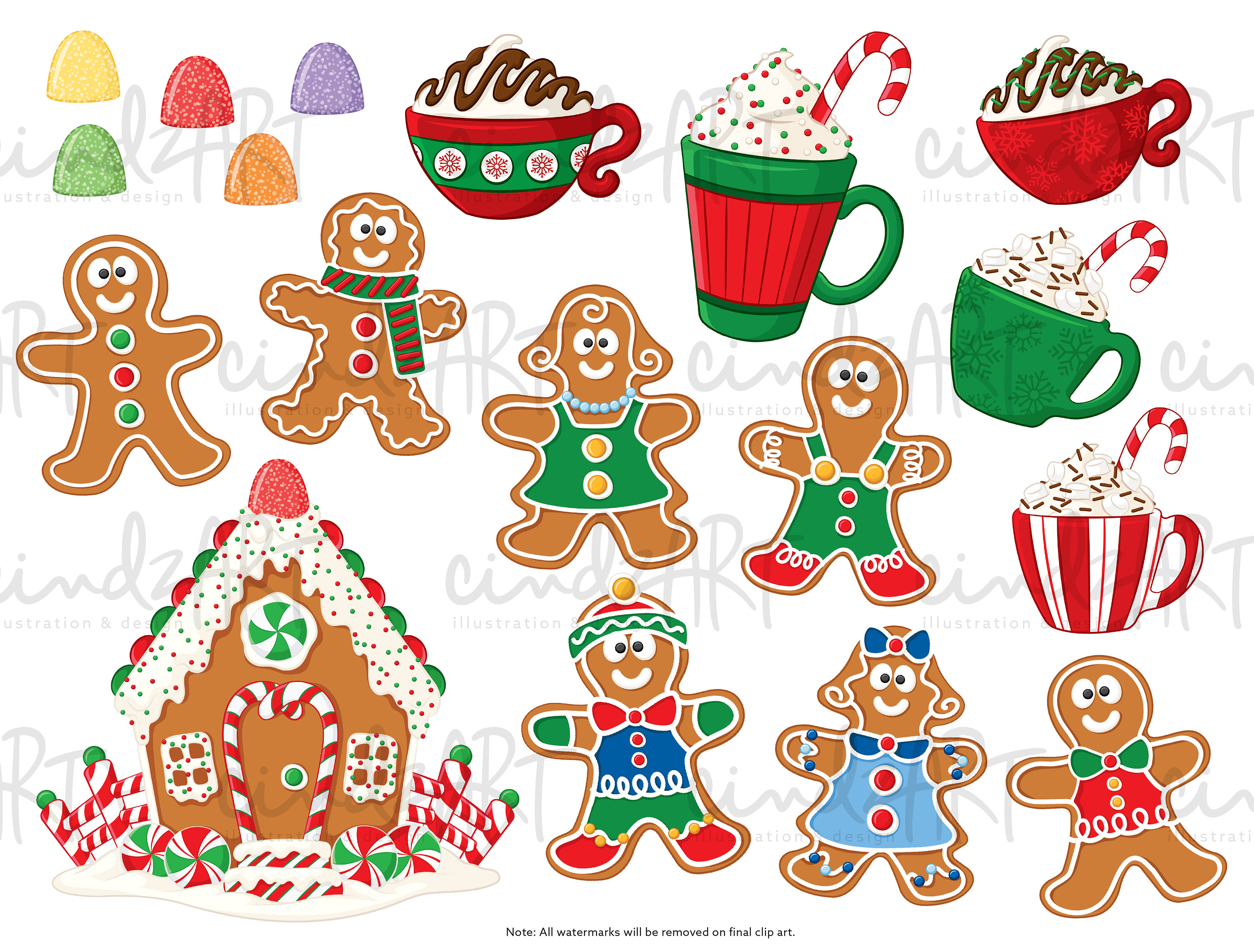 Cute Christmas Clip Art - Commercial Use - Christmas Clipart Bundle ...