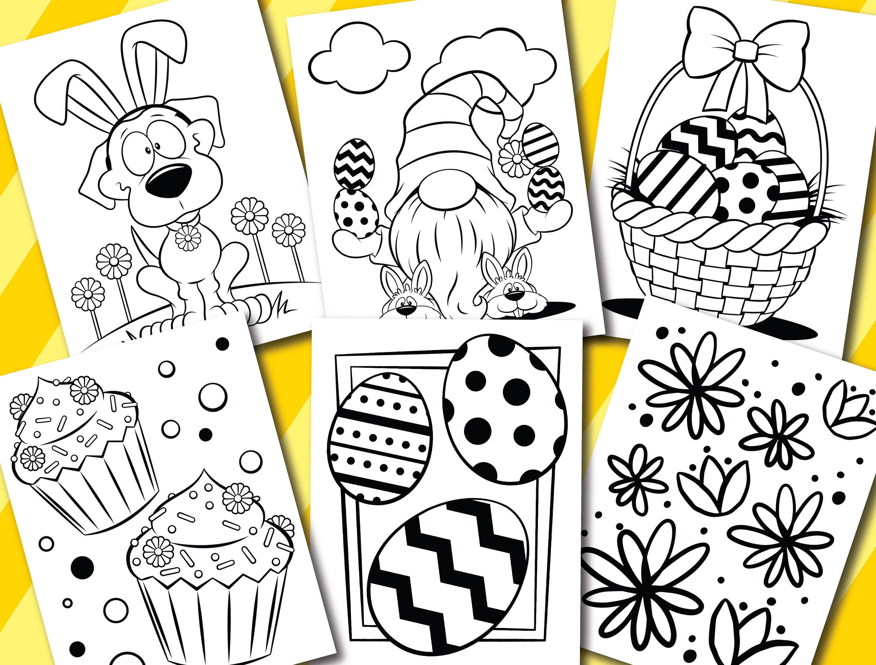 Easter Spring Coloring Page Set Instant Download Easter - Etsy