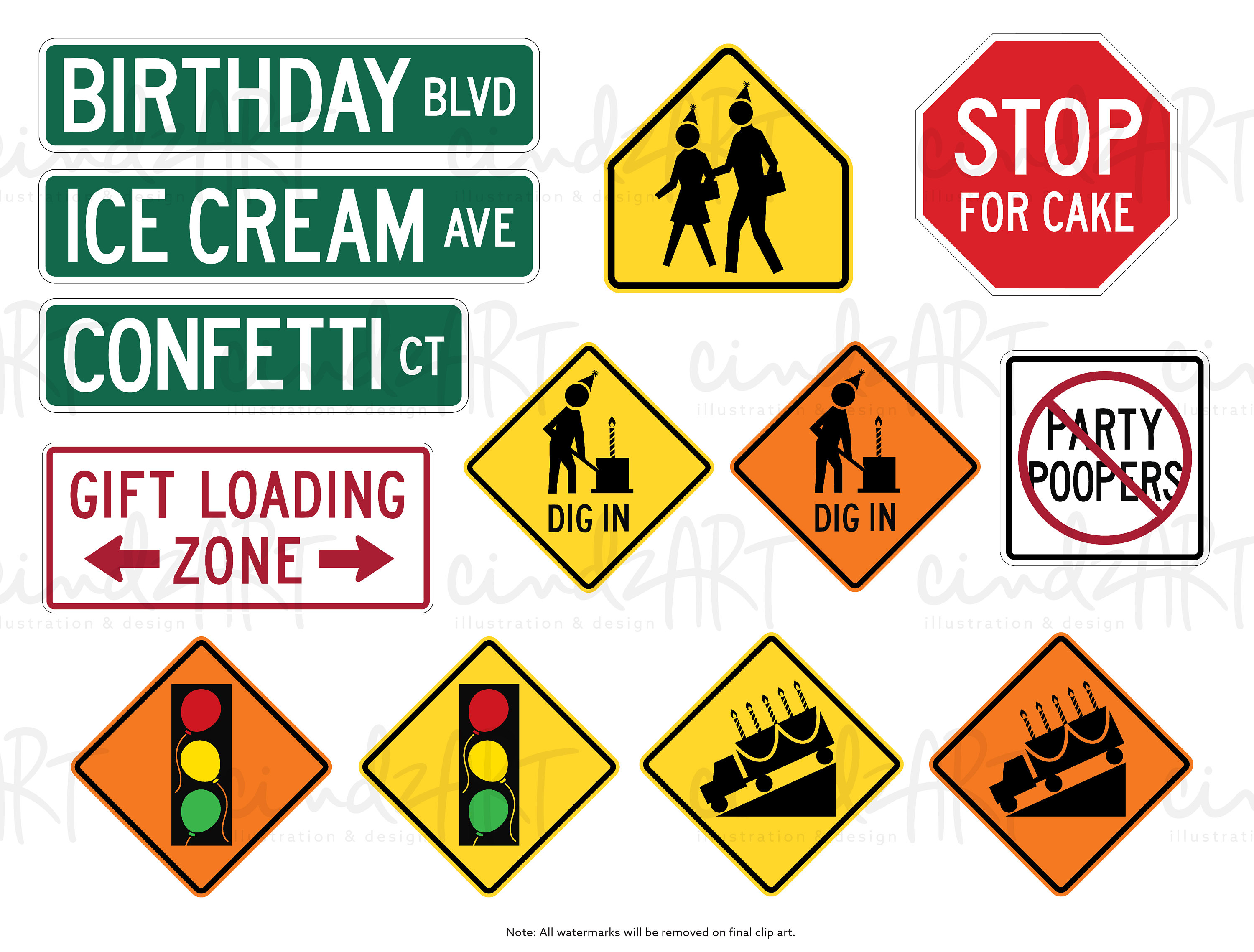 Birthday Road Sign Clipart Construction Sign Birthday Decor Road Sign ...