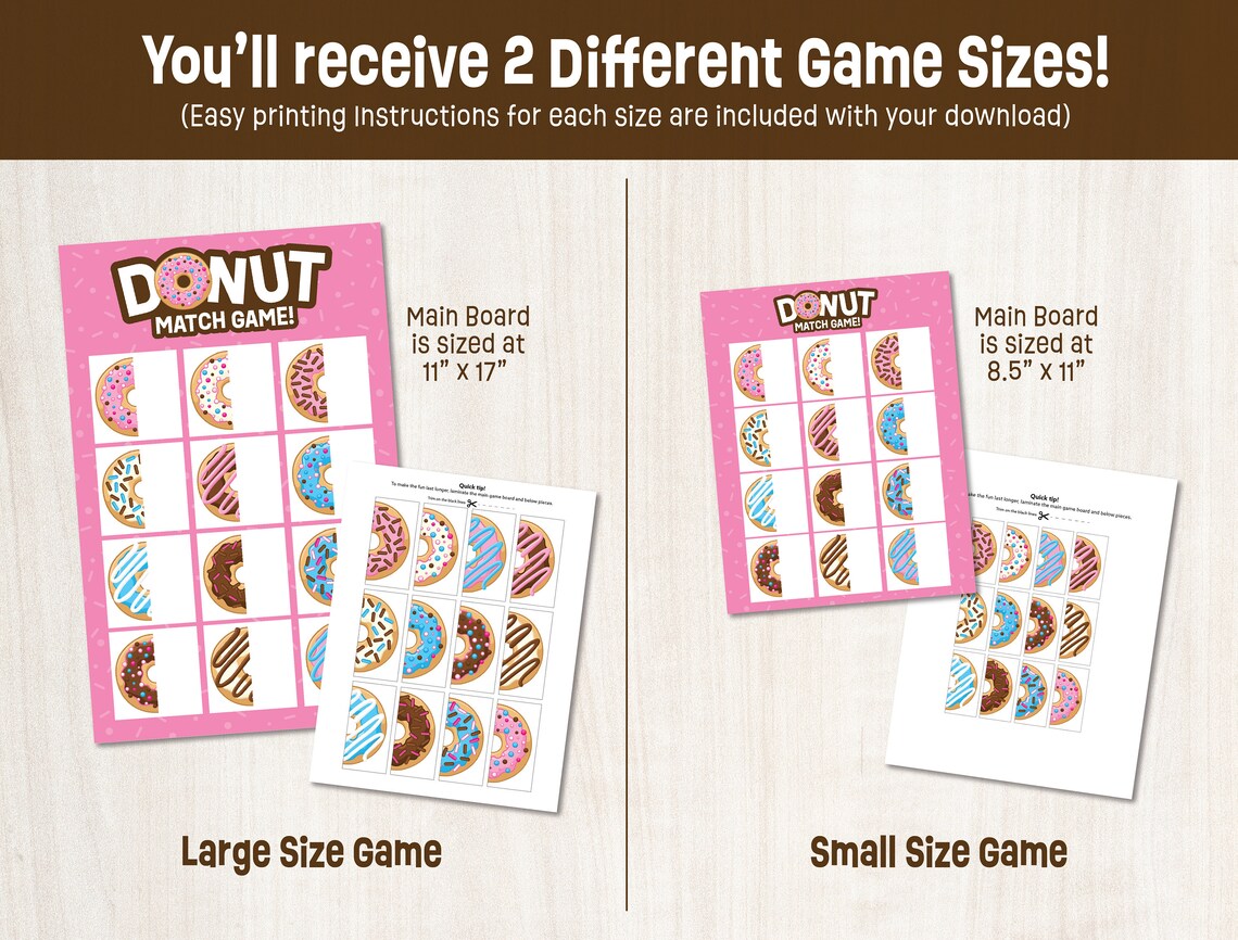 Donut Match Game - Instant Download - Donut Game - Donut Party - Donut ...