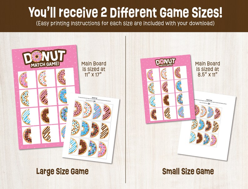 Donut Match Game - Instant Download - Donut Game - Donut Party - Donut ...