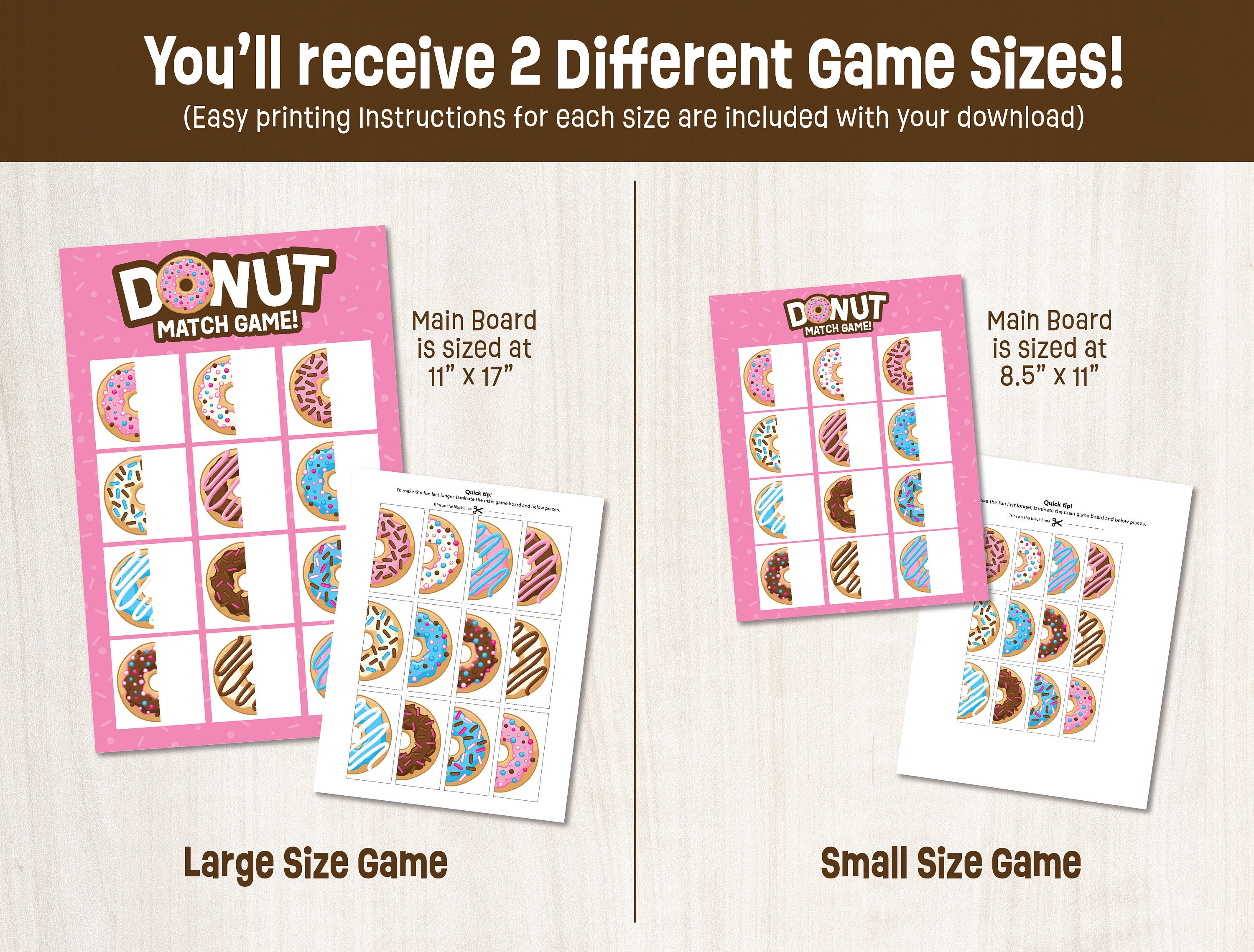 Donut Match Game - Instant Download - Donut Game - Donut Party - Donut ...