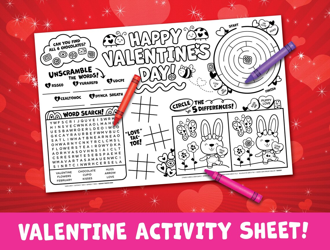 Valentine Activity Sheet Printable - Valentine's Day Printable ...