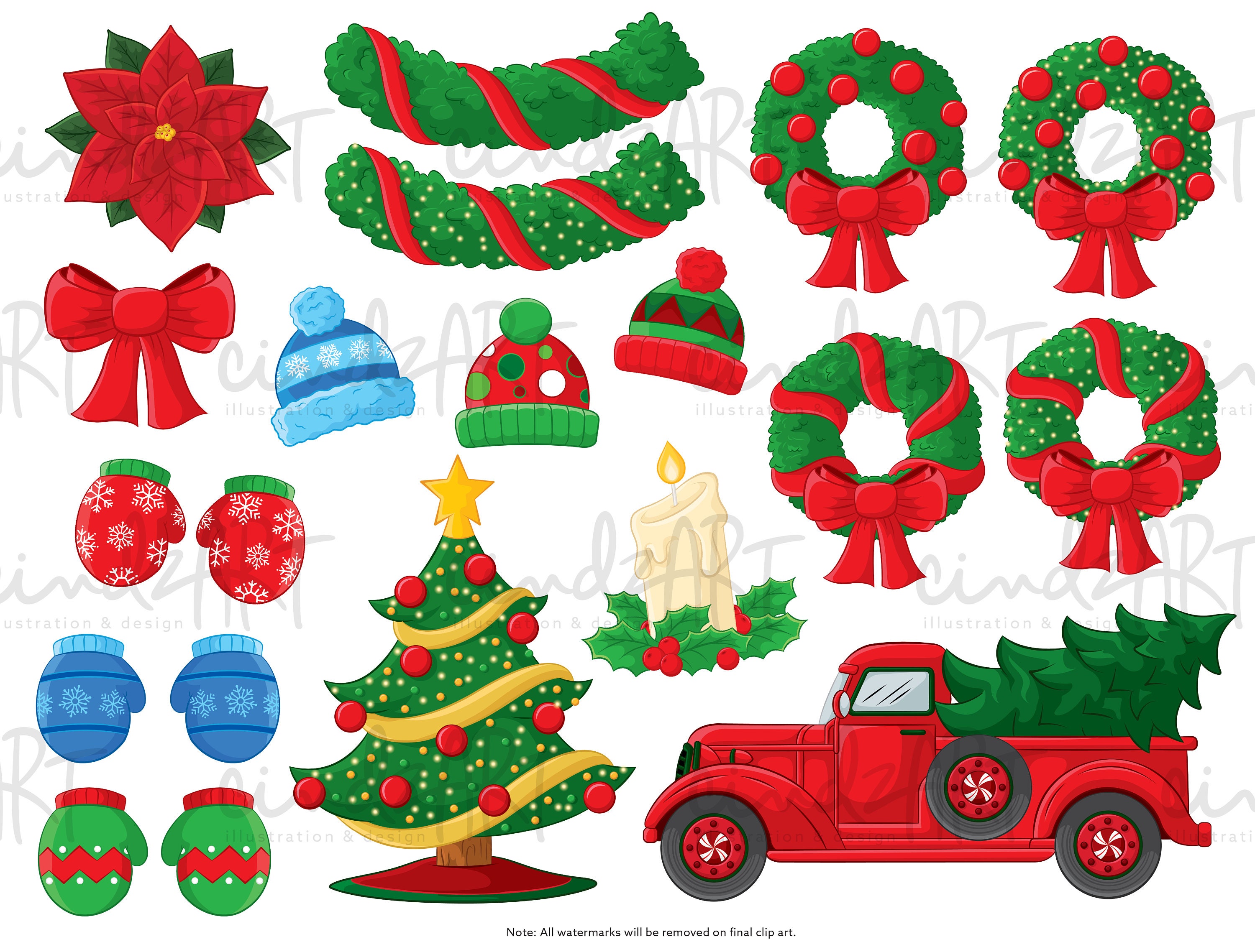 Cute Christmas Clip Art Commercial Use Christmas Clipart - Etsy