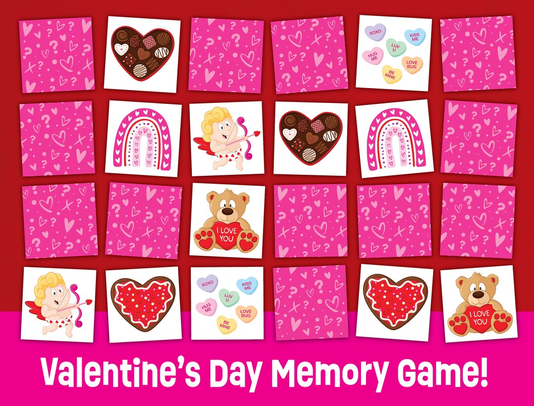 Valentine's Day Memory Match Game - Fun Valentine Printable Activity ...