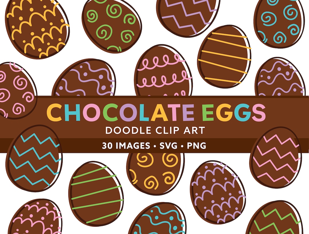 Chocolate Easter Egg Clipart - Cute Easter Egg Doodle SVG PNG - Easter ...