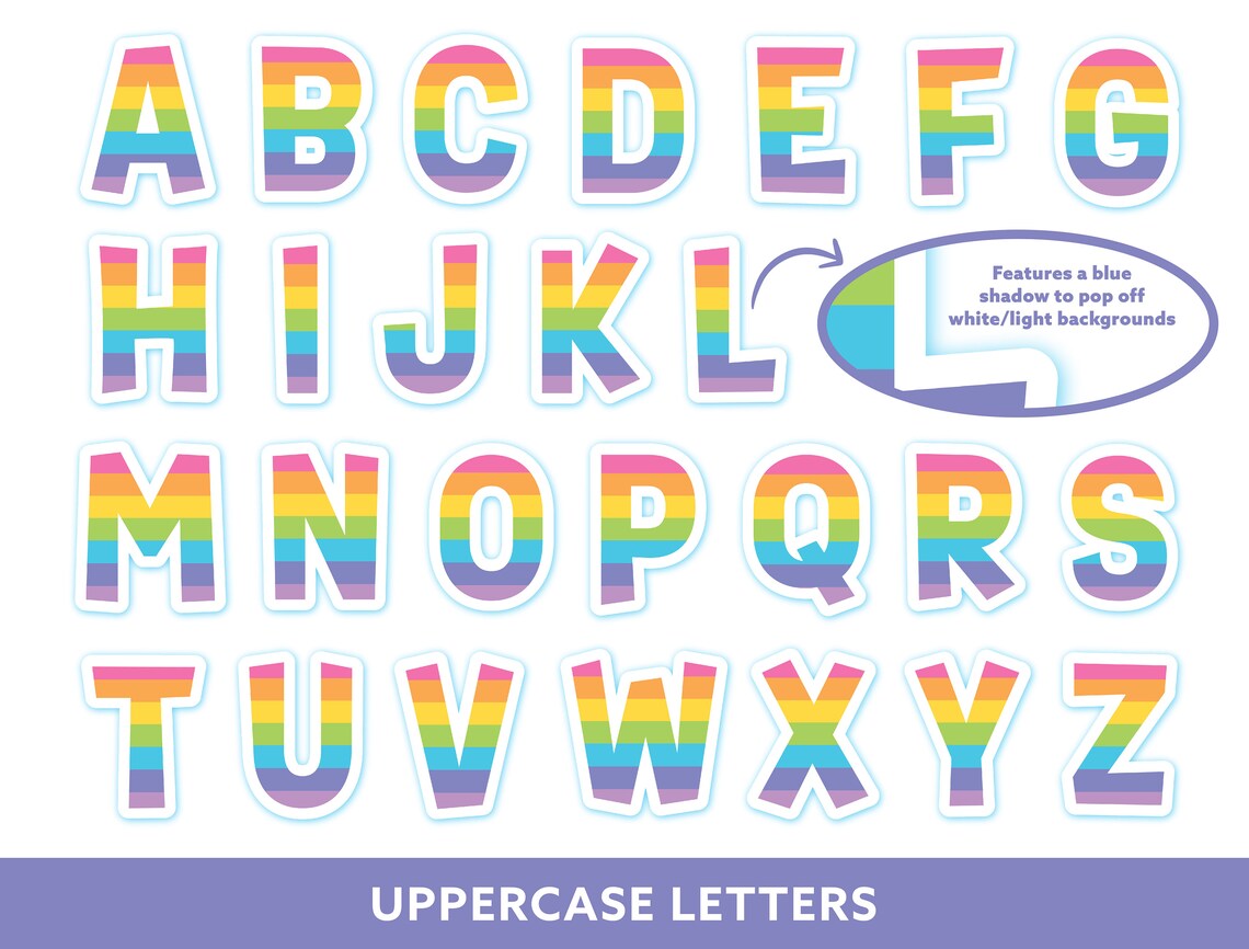 Rainbow Alphabet Number Symbol Clipart Collection Colorful Borders ...