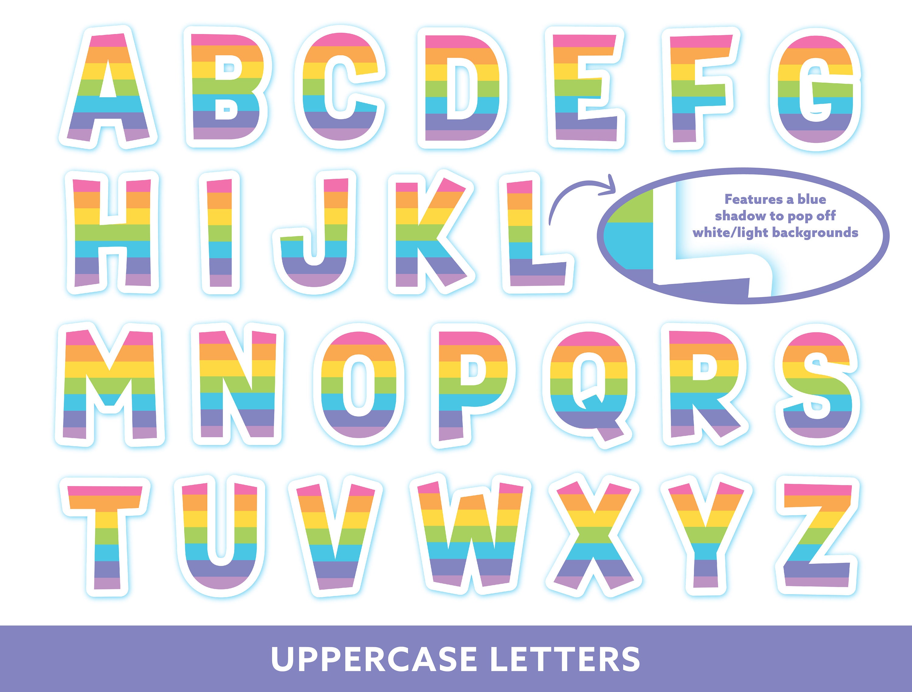 Rainbow Alphabet Number Symbol Clipart Collection Colorful Borders ...