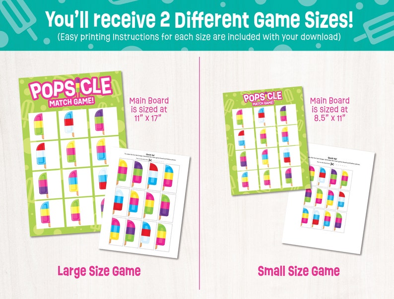 Popsicle Match Game - Instant Download - Summer Pool Party Printable ...