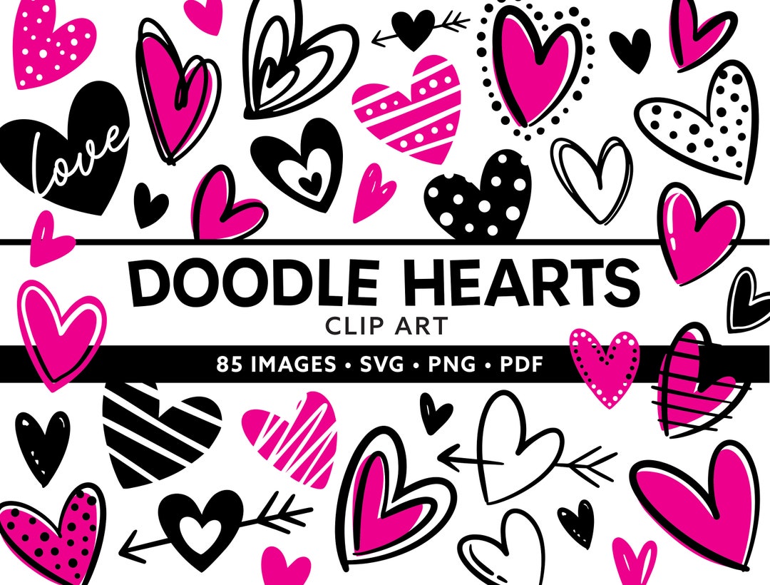 Doodle Hearts Clipart - Valentine's Day SVG PNG - Wedding Love ...