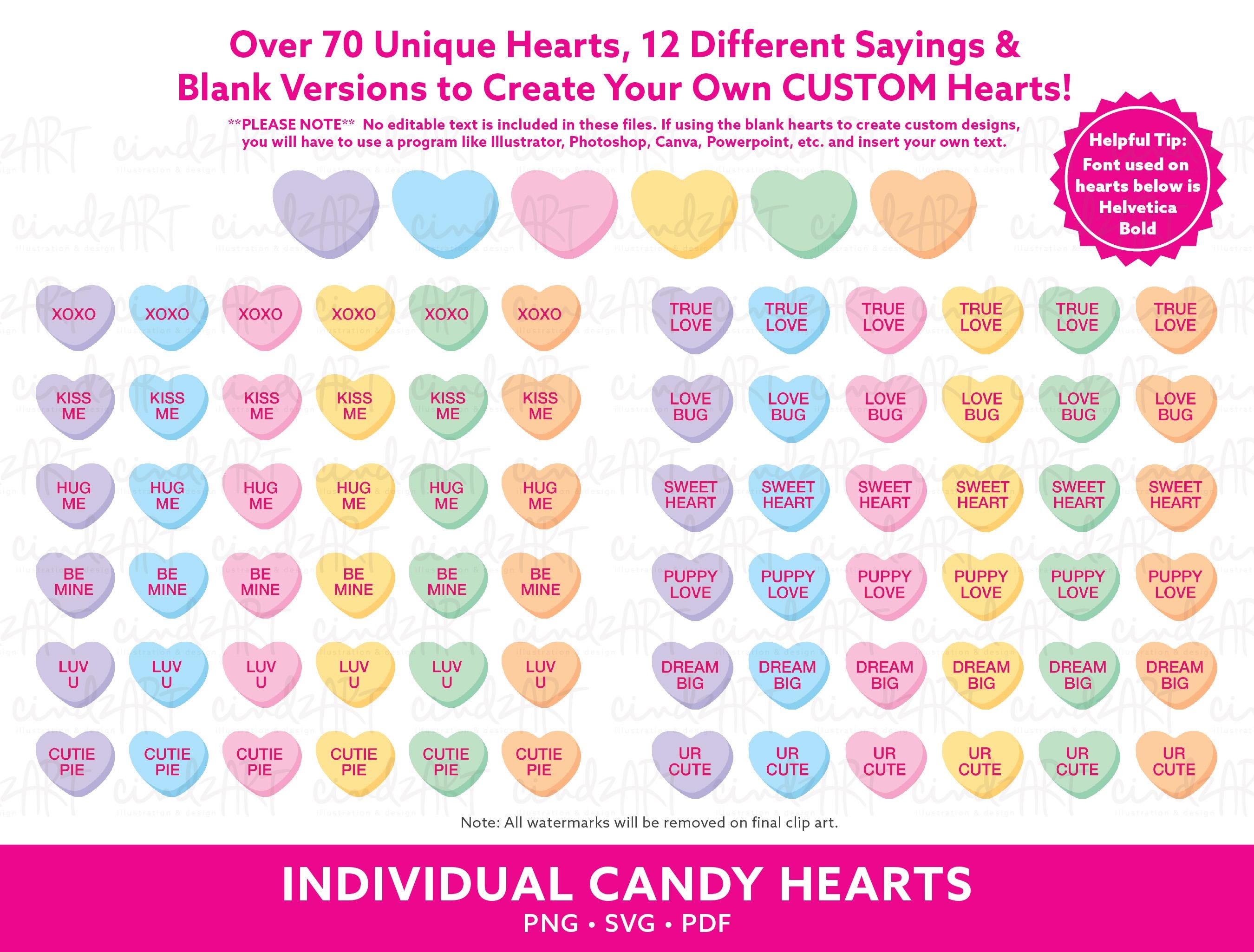 Candy Heart SVG - Candy Hearts Png - Valentine Hearts Svg - Candy Heart ...